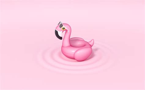 핑크 플라밍고 플로트 파스텔 핑크 배경 3d 렌더링에 수영장에 떠있는 열대 조류 모양 풍선 수영장 링 3d 일러스트 여름과 여행