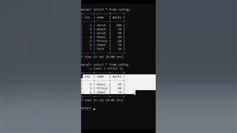 offset clause mysql complete course 16 viral shorts youtube