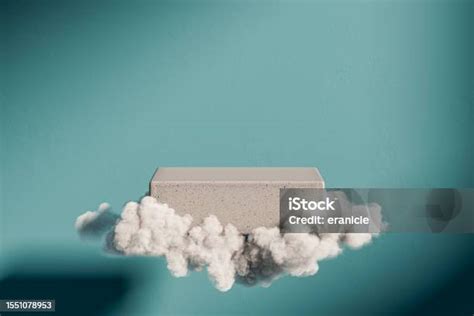 구름 속에서 공중에 떠 있는 3d 초현실적인 프리젠테이션 돌 받침대 받침대에 대한 스톡 사진 및 기타 이미지 받침대 0명 강단 Istock