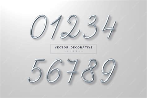 Premium Vector Set Of Silver Metallic Numbers