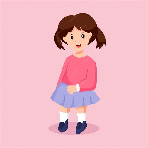 Premium Vector Cute Girl Character Design Illustration