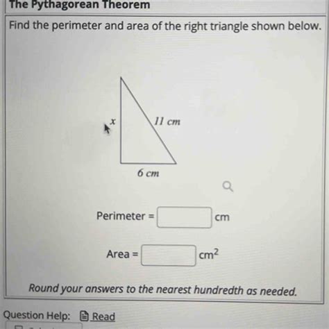 Solved The Pythagorean Theorem Find The Perimeter And Area Of The