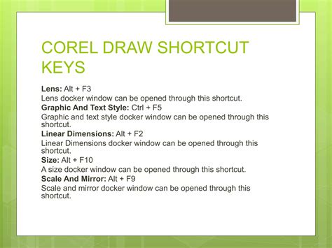 Corel Draw Shortcut Keys PPT