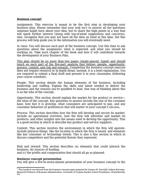 Business Concept Project Guidelines Pdf Business Psychology