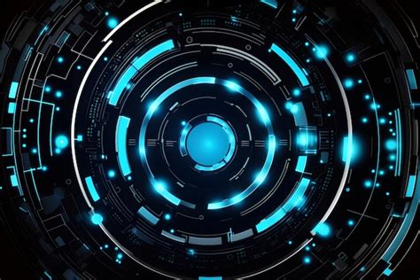 Digital Circles With Blue Glowing Dots And Scifi Hud Circle Big Data Visualization Into