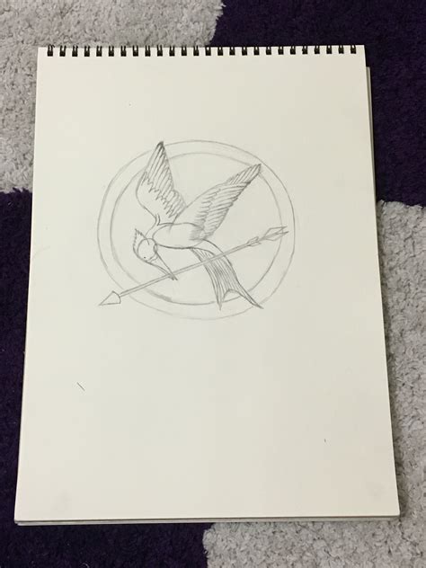 Mockingjay Symbol Drawing Mockingjay Hunger Games Pin Teepublic