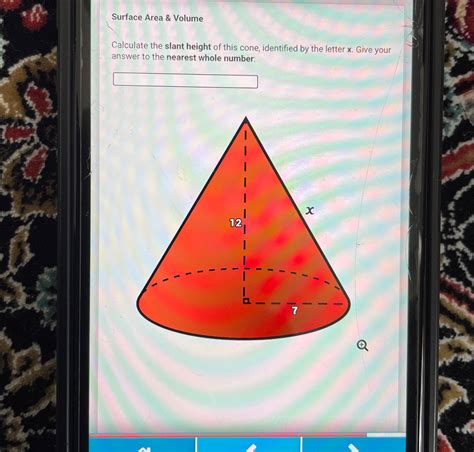 Solved Surface Area VolumeCalculate The Slant Height Of Chegg Com