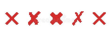 Set Of Pixelated Red X Icons In Various Forms Error Or Cancel Symbols
