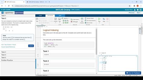 Matlab Onramp L11 Logical Arrays Matrixlerde Mantıksal Işlemler Youtube