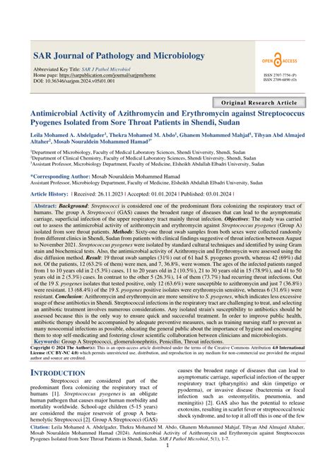 Pdf Antimicrobial Activity Of Azithromycin And Erythromycin Against Streptococcus Pyogenes