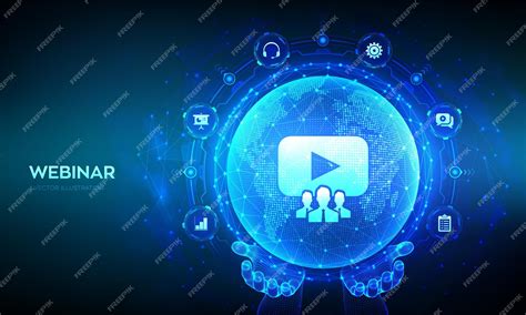 Premium Vector Webinar Internet Conference Web Based Seminar Online Training Courses Elearning