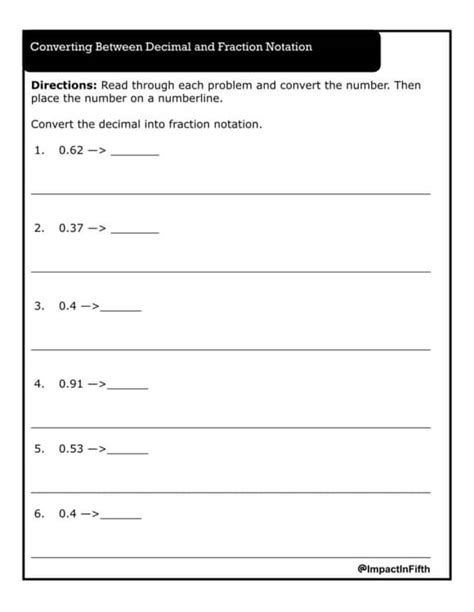 Converting Between Decimal And Fraction Notation Notes By Impact In Fifth