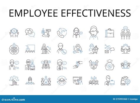 Employee Effectiveness Line Icons Collection Team Productivity