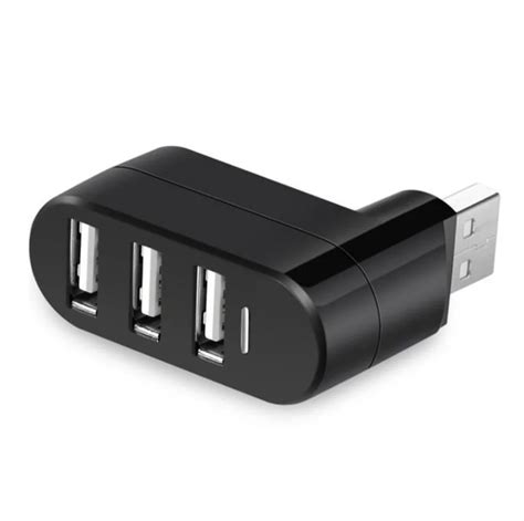 Compact Size High Speed USB HUb Black Mini USB Port Rotate Splitter Adapter Hub For PC