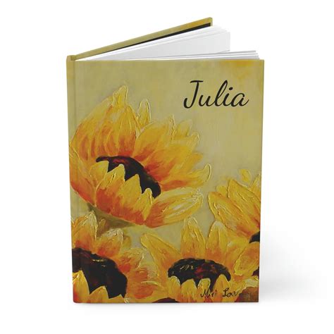 Personalized Journal Name Journal Hardcover Journal Lined Journal Sunflower T Sunflower