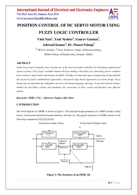 Pdf Position Control Of Dc Servo Motor Using Fuzzy Logic Controller