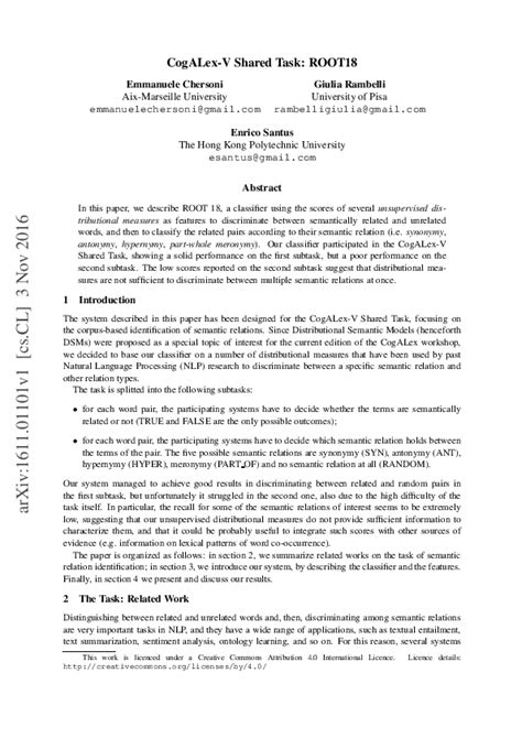 Pdf Cogalex V Shared Task Root18 Emmanuele Chersoni And Giulia