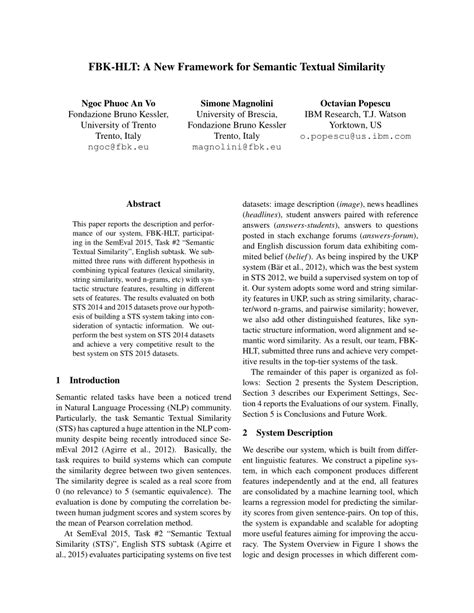 Pdf Fbk Hlt A New Framework For Semantic Textual Similarity