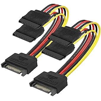 HRtronics Pin SATA Power Y Splitter Cable Sata Male To Dual Female Extension Cable For