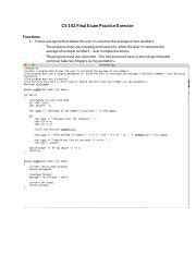 Final Exam Review CS Docx CS Final Exam Practice Exercise Functions Create A