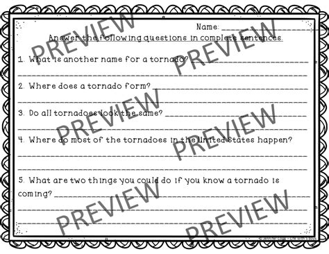 Tornadoes Reading Comprehension Activity Classful