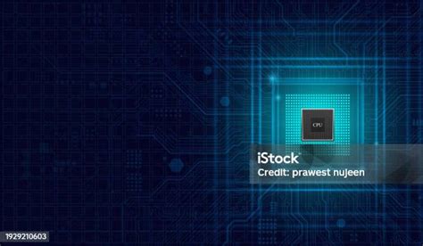 Cpu Chip On Motherboard Central Computer Processors Cpu Concept Quantum Computer Large Data