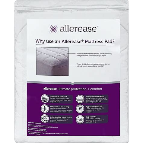 Allerease Ultimate Protection And Comfort Mattress Pad Color White