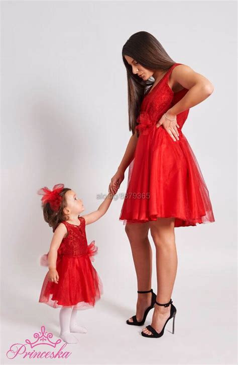 Комплект рокли майка и дъщеря Xs S M L Xl Xxl Xxxl Рокля Дамско червен