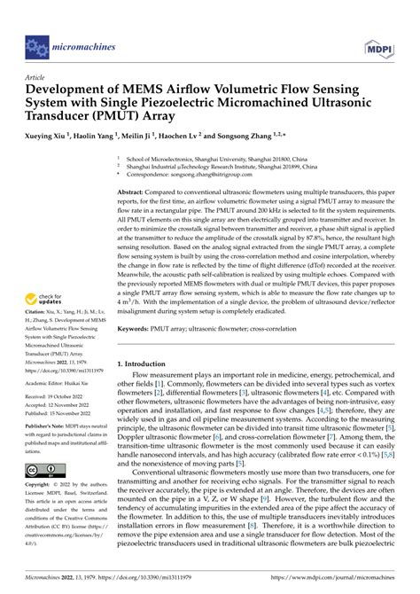 Pdf Development Of Mems Airflow Volumetric Flow Sensing System With