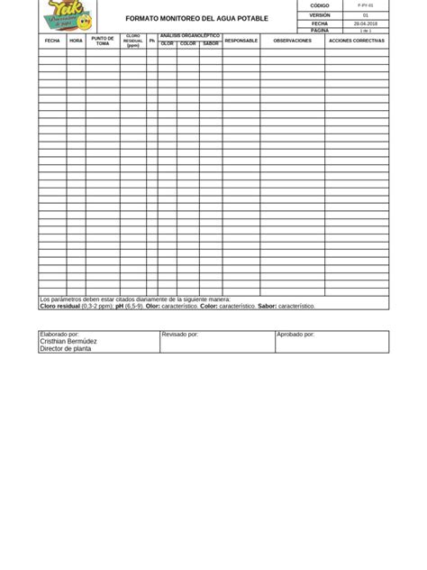 F Py 01 Formato Control Agua Potable Pdf