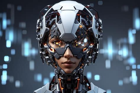 Premium AI Image | Cyborg head using artificial intelligence to create digital interface 3d ...