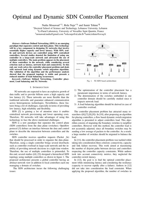 Pdf Optimal And Dynamic Sdn Controller Placement