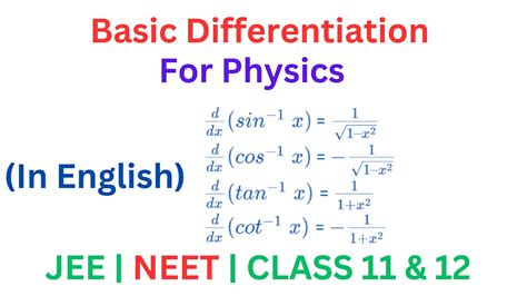 Differentiation Formula For Physics JEE NEET CLASS Hindi YouTube