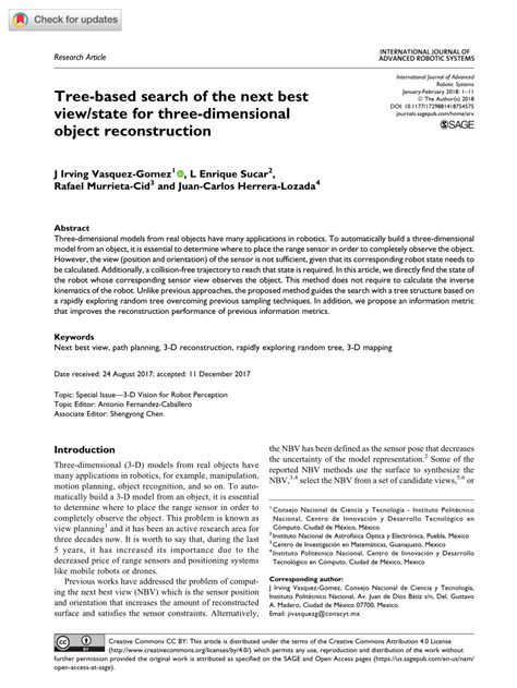 Pdf Tree Based Search Of The Next Best Viewstate For Three Dimensional Object Reconstruction