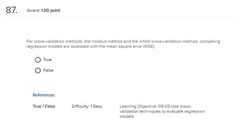 Solved For Cross Validation Methods The Holdout Method And