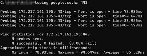 tcping exe IP 와 PORT OPEN 여부 확인하기 윈도우 Windows
