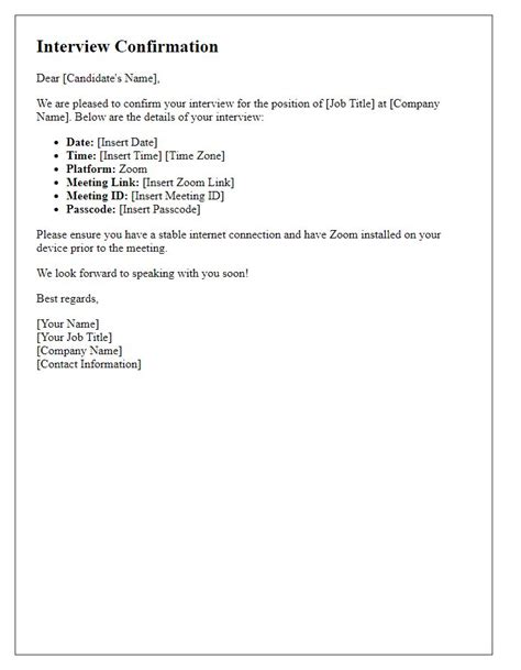 Letter Template For Interview Confirmation Email Free Samples In Pdf Letterin