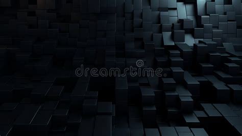 Abstract Dark Background With Black Cubes 3d Rendering 3d Illustration Stock Illustration