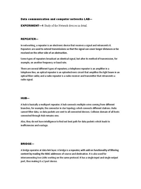 Network Devices Lab Pdf Network Switch Computer Network