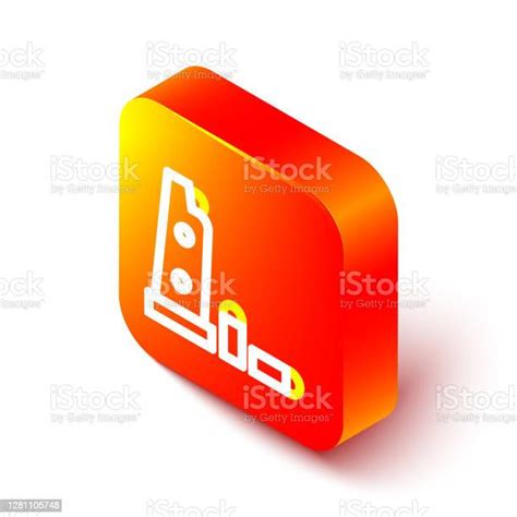 흰색 배경에 격리 된 등색 라인 총 잡지와 총알 아이콘 주황색 정사각형 버튼 벡터 강철에 대한 스톡 벡터 아트 및 기타 이미지 강철 과녁 군사 Istock