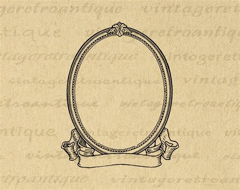 Printable Elegant Oval Frame And Scroll Banner Digital Image Etsy