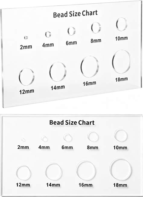2 Pcs Bead Measuring Ruler Acrylic Bead Size Chart Board