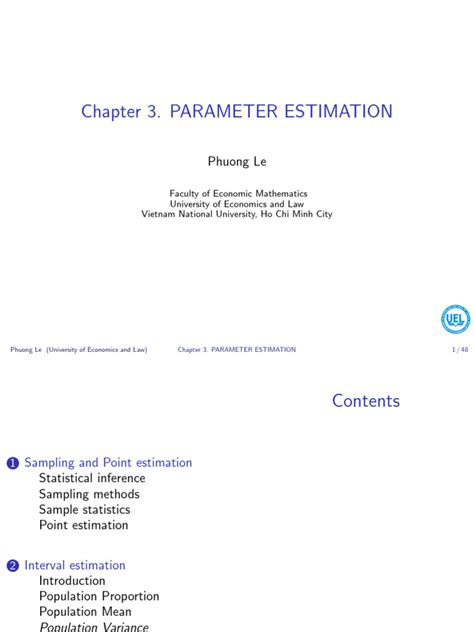 Chapter 3 Parameter Estimation Phuong Le Pdf Sampling Statistics