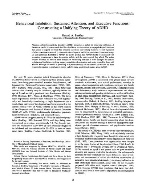 Behavioral Inhibition Sustained Attention And Executive Functions