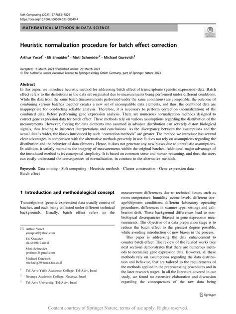 Heuristic Normalization Procedure For Batch Effect Correction