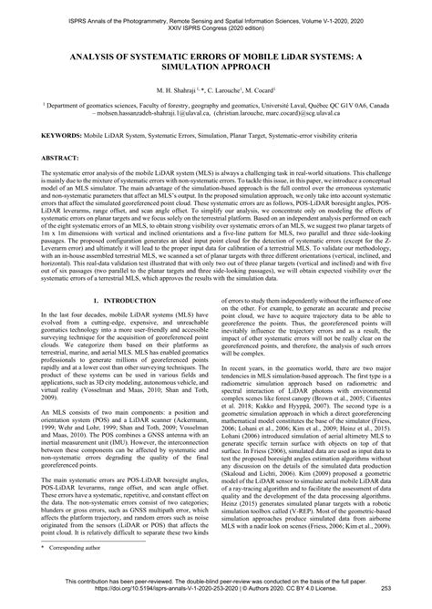 Pdf Analysis Of Systematic Errors Of Mobile Lidar Systems A Simulation Approach