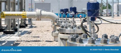 Row Of Sensors Of Electronic Temperature Sensors On Gas Pipeline