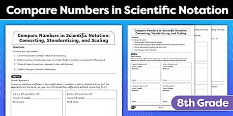 Eighth Grade Comparing Scientific Notation
