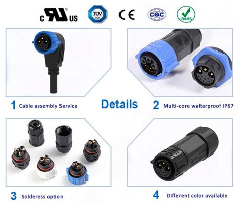 50A Waterproof Male Female Connector 3 Pin Circular Power Connector For 16mm OD