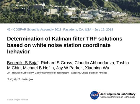 Pdf Determination Of Kalman Filter Trf Solutions Based On White Noise Station Coordinate Behavior